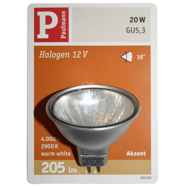 Paulmann 832.00 Halogen Reflektor Akzent flood 38° 20W dimmbar GU5,3 ... Paulmann 832.00 Halogen Reflektor Akzent flood 38° 20W dimmbar GU5,3 ...